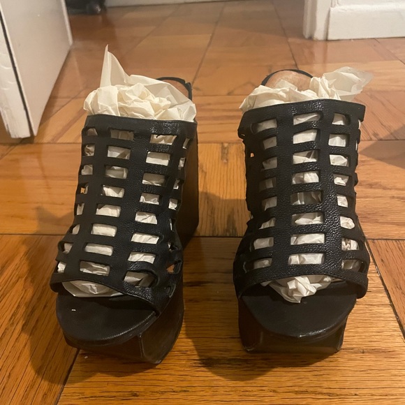 Shoes | Insanely Comfortable Black Cage Platform Sandals | Poshmark